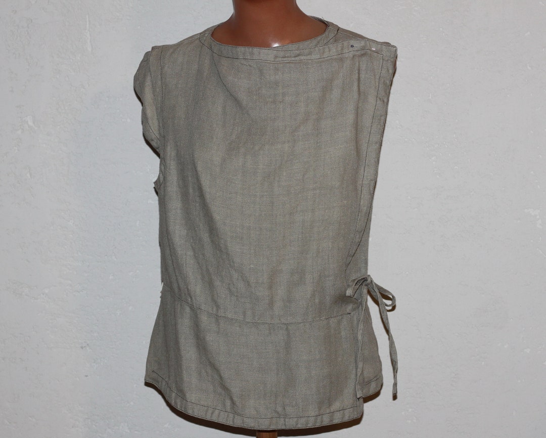 Gray Linen Wrap Blouse With a Tie Hess Natur Size S - Etsy