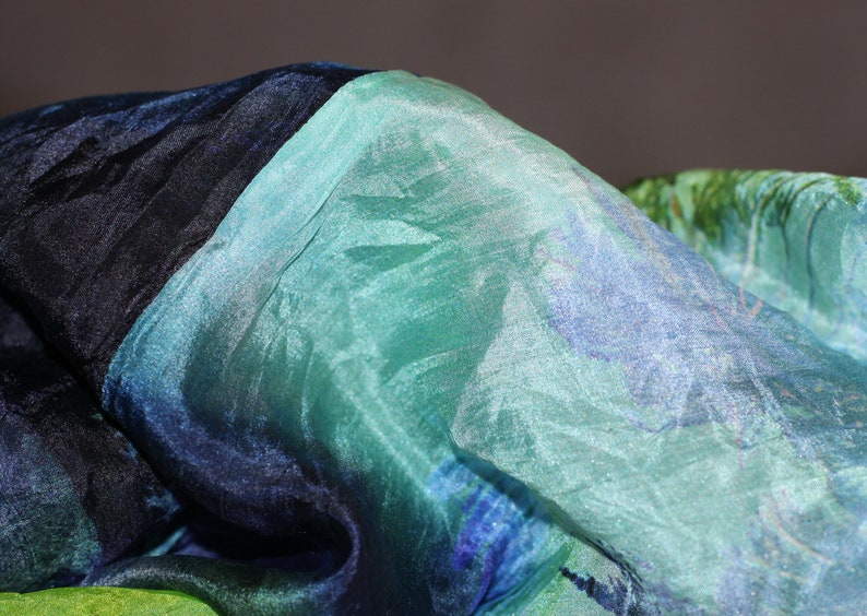 Translucent Silk Mini Dress Beach Tunic Blue Green Batik Size - Etsy