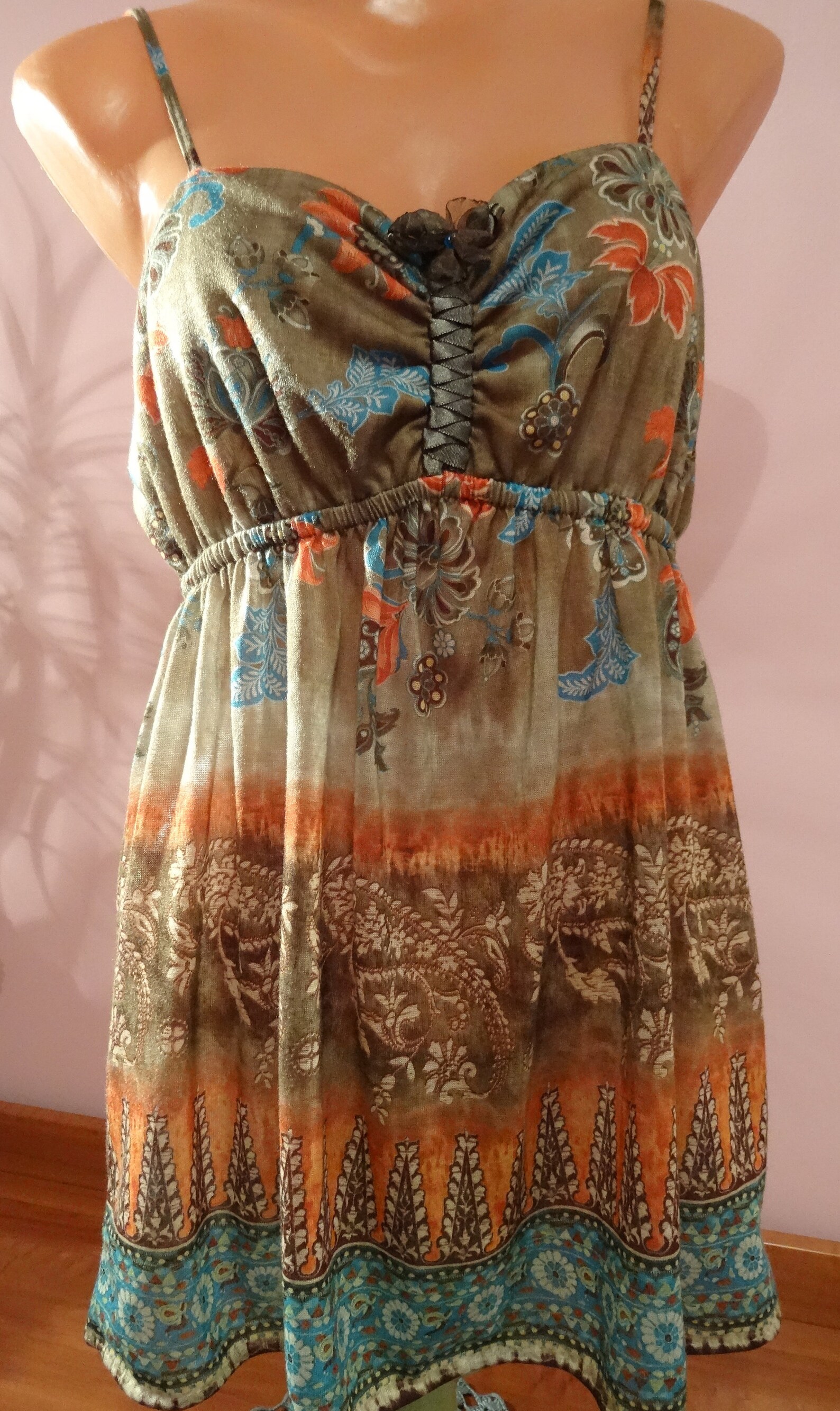 Vintage Tunic Mini Dress Frilly With Straps Flower Prints - Etsy