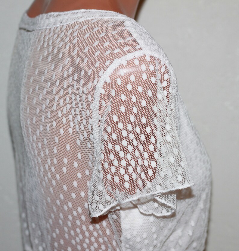White Transparent Polka Dot Blouse With Belt Size S - Etsy
