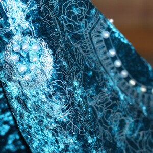 Turquoise Velvet Sleeveless Top With Glossy Print Size S - Etsy
