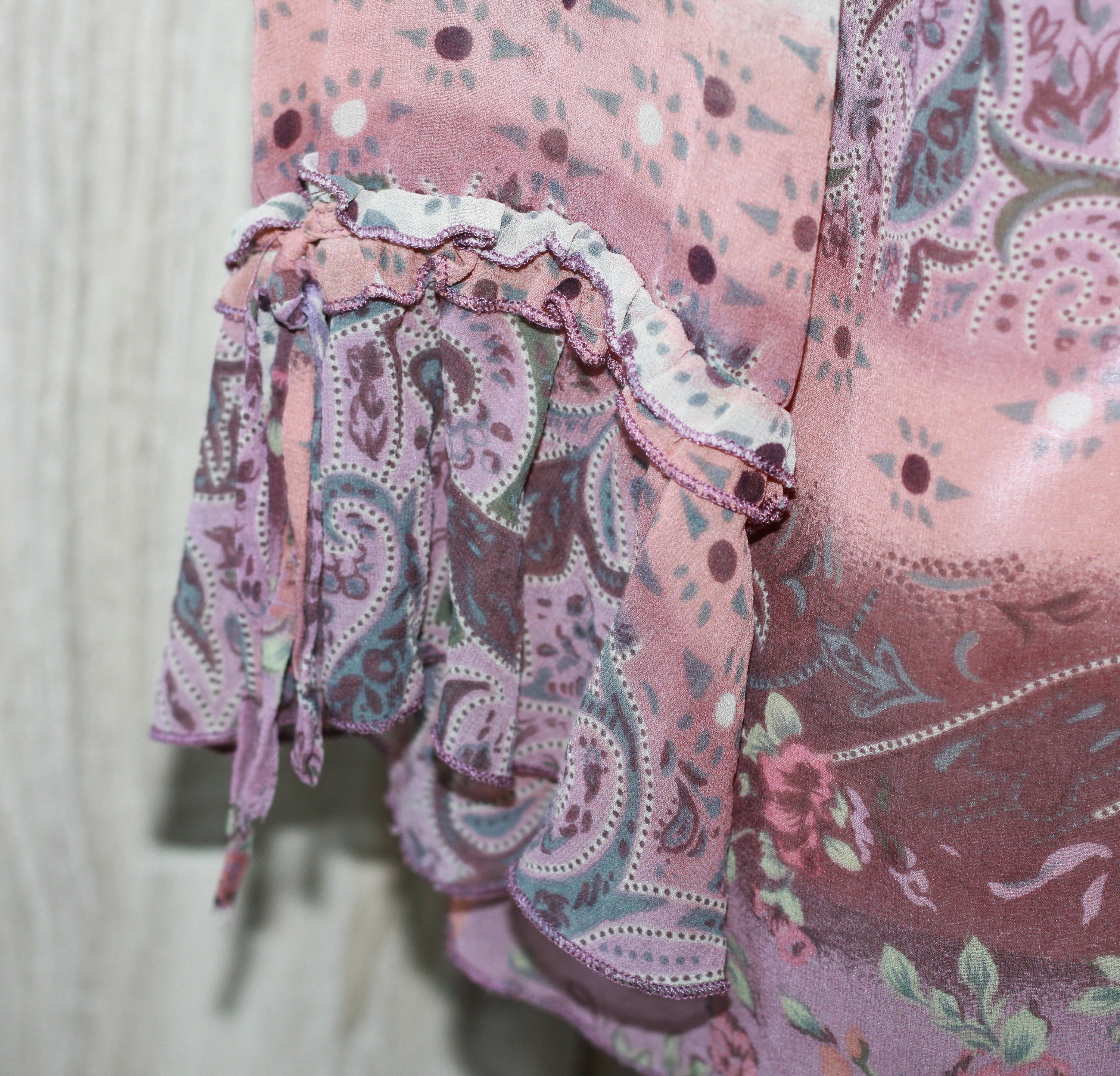 Silk Blouse Romantic Ruffle Pastels Beige Brown Size S/M - Etsy