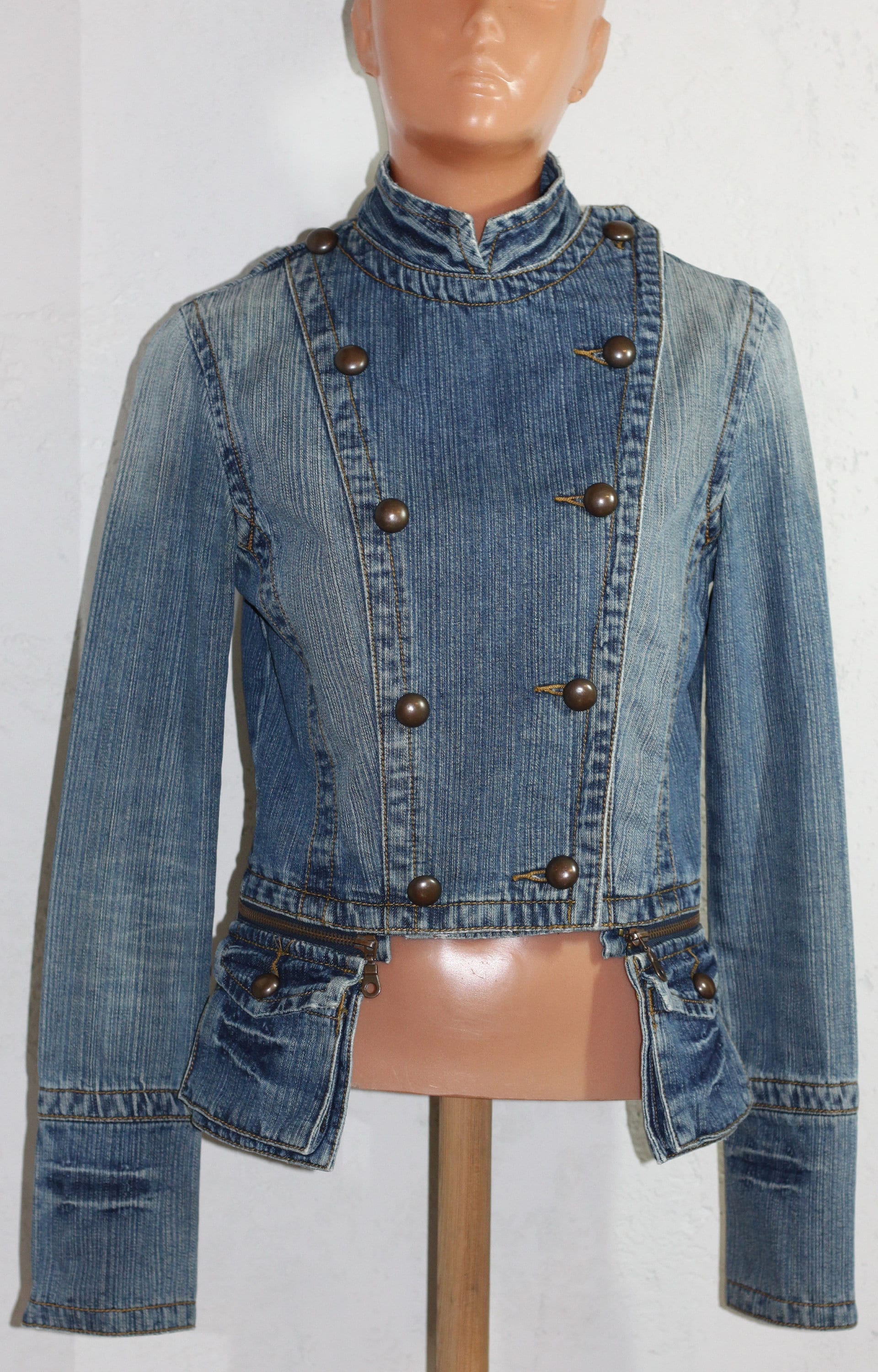 Vintage Blue Short Denim Jacket With Hip Pockets Size XS - Etsy