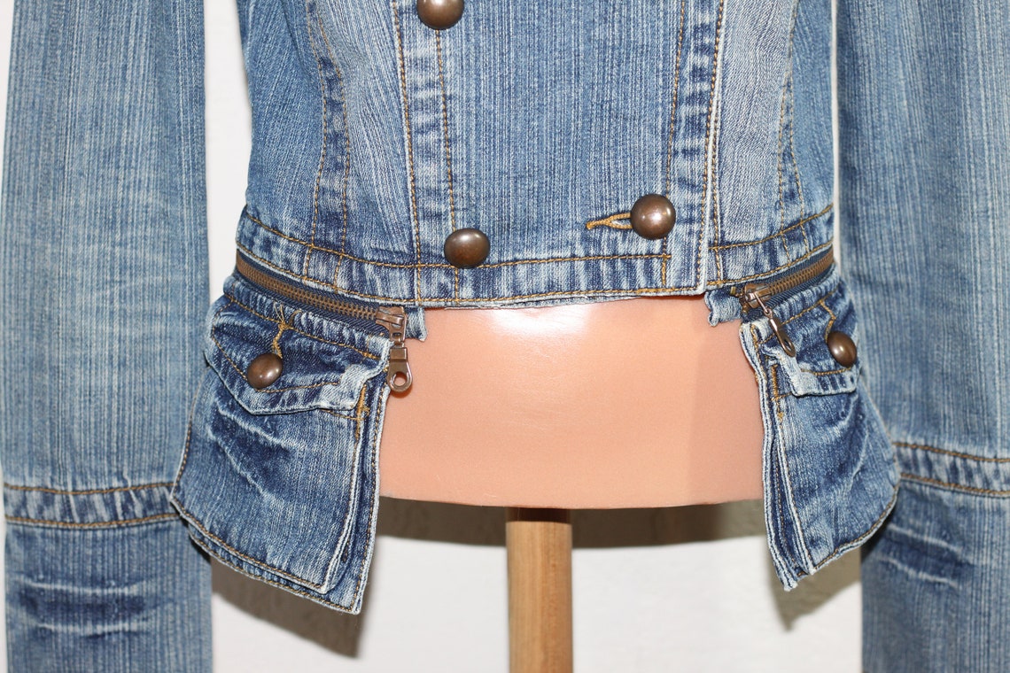 Vintage Blue Short Denim Jacket With Hip Pockets Size XS - Etsy