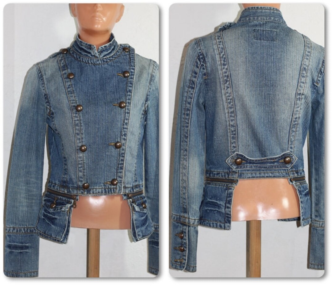 Vintage Blue Short Denim Jacket With Hip Pockets Size XS - Etsy
