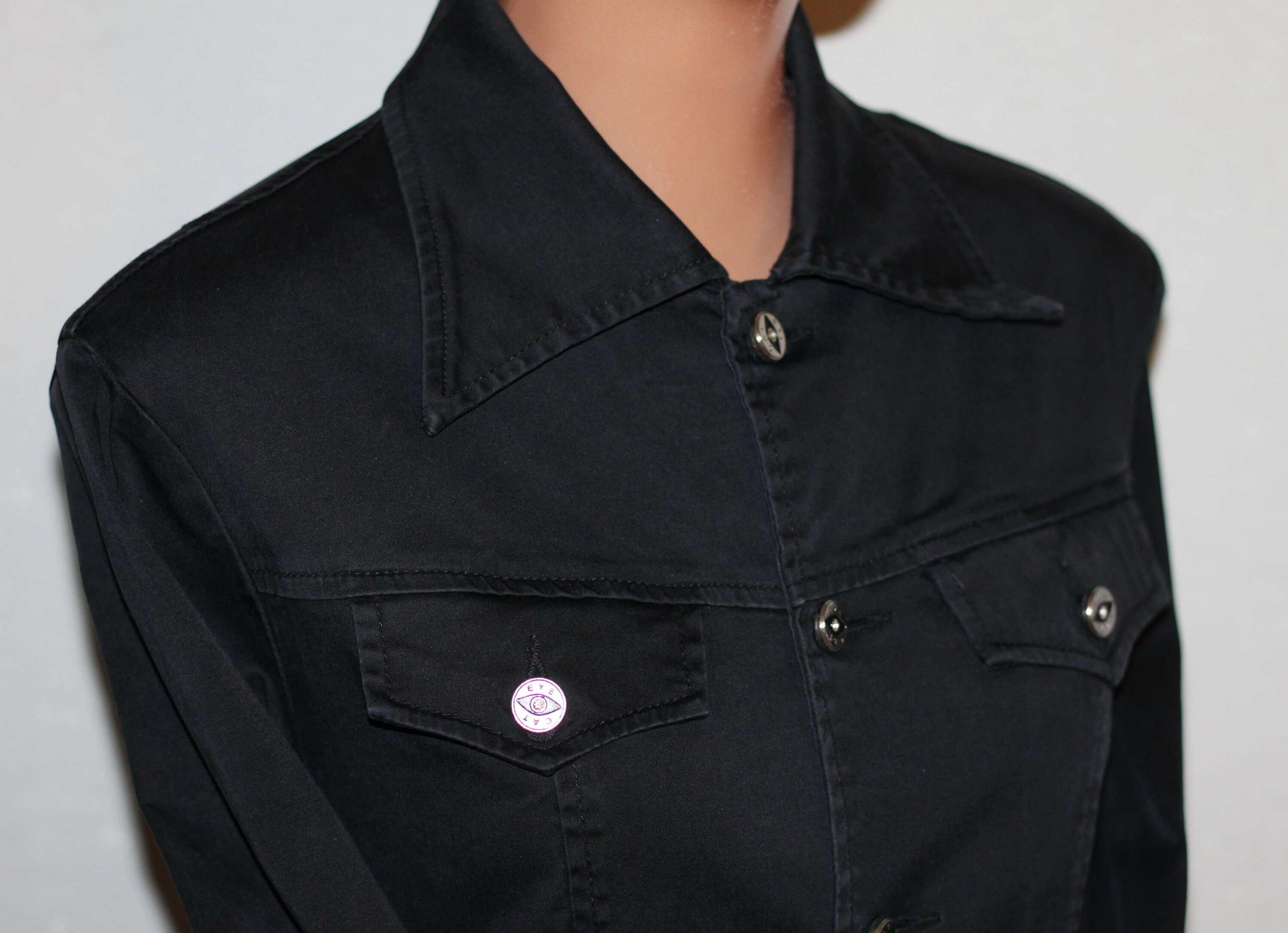 Cat Eyes Black Denim Gothic Style Jacket With Embroidery Size S - Etsy