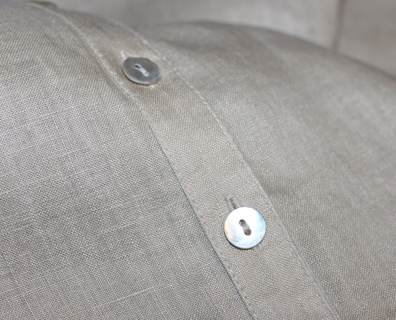 Light Gray Embroidered Linen Blouse With 3/4 Sleeves Size L - Etsy