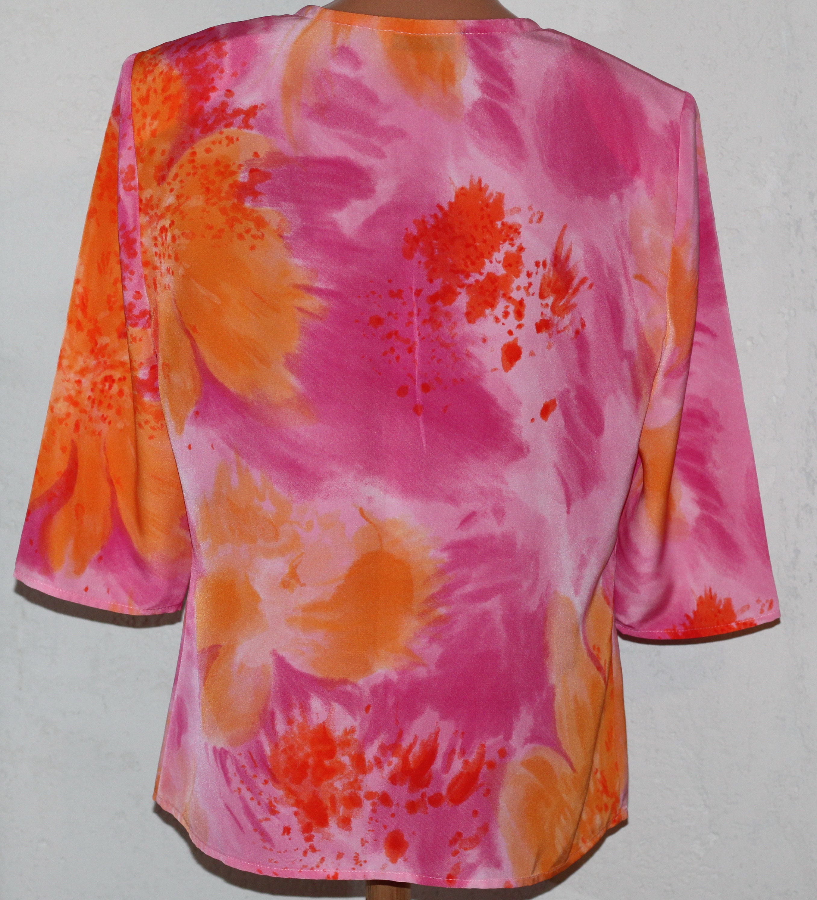 Jacques Vert Orange Pink Floral Pattern Blouse Half Sleeve - Etsy