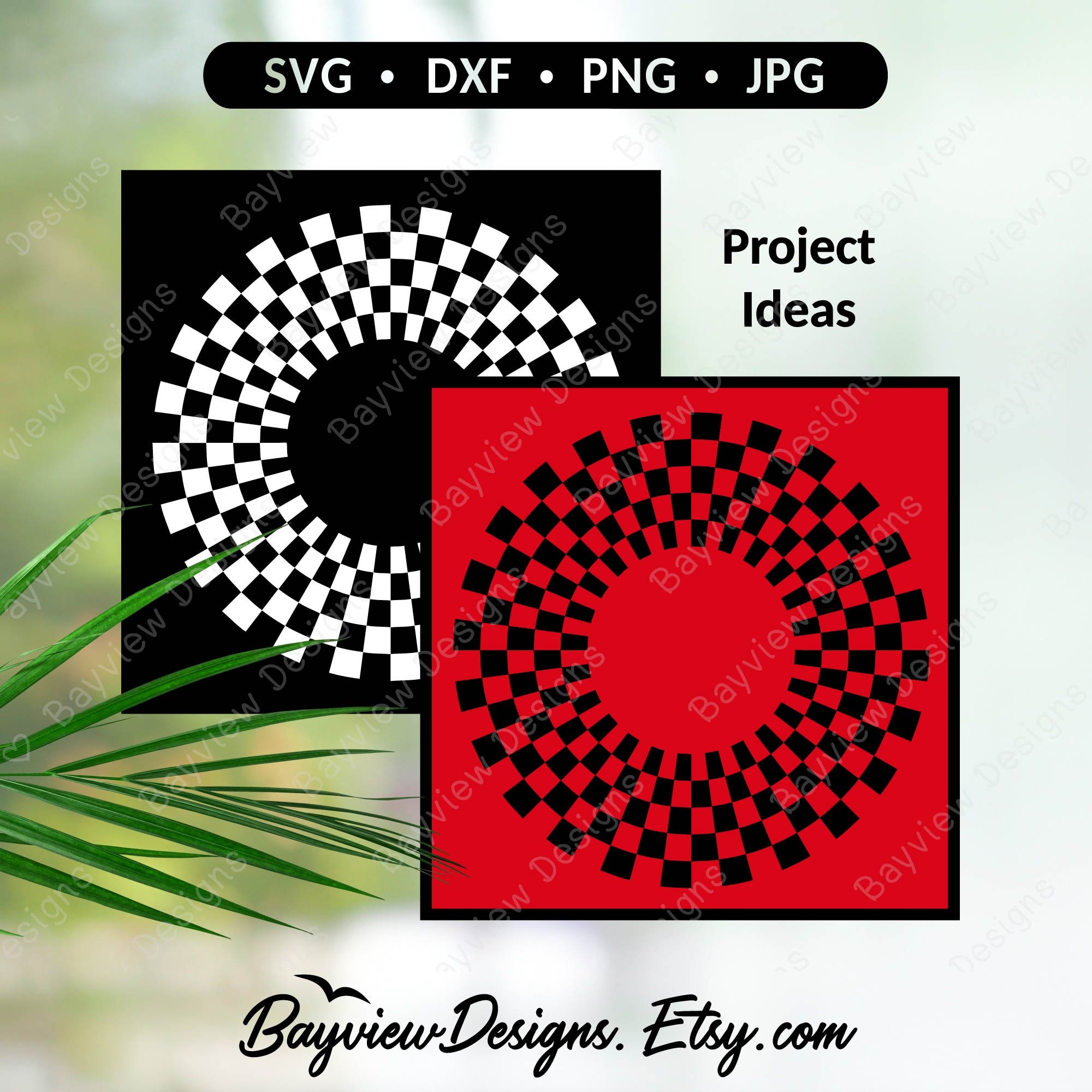 Check Racing Clip Art, Checkered Border CUT File, Check Circle Frame ...