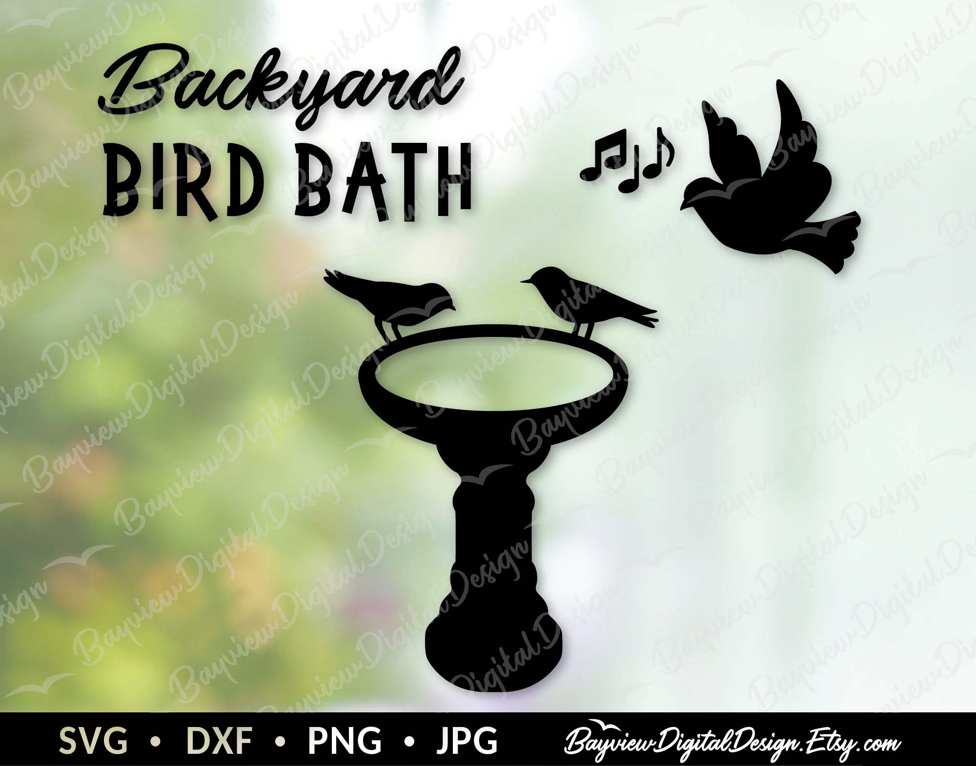 Backyard Birdbath SVG Bird Bath CLIPART Bird Silhouette - Etsy