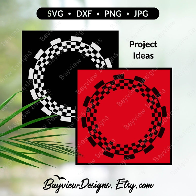 Checkerboard Printable PNG, Check Circle Frame SVG, Checkered Border ...