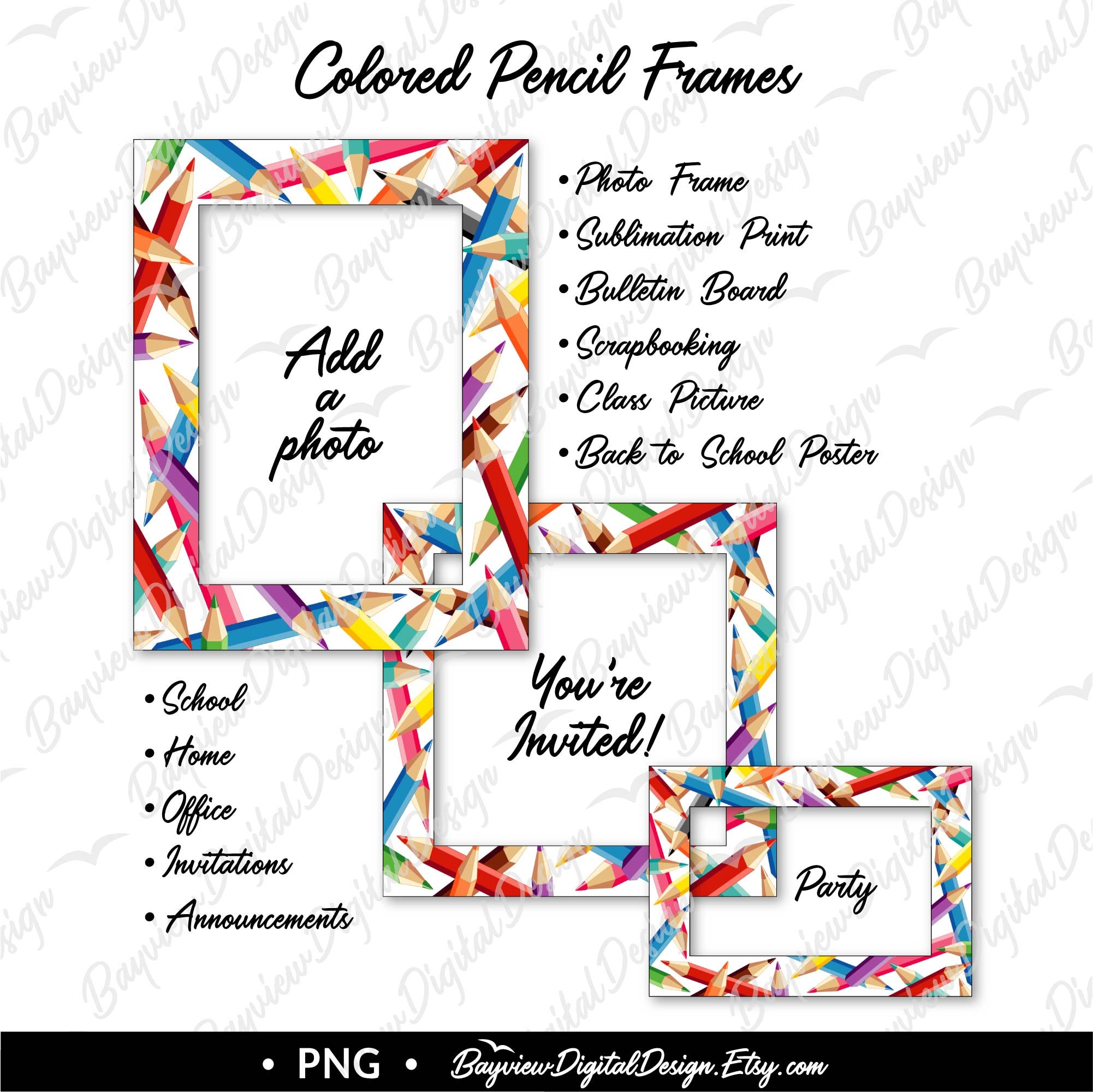 Colored Pencils Frame PNG, School Border CLIP Art, Color Pencil ...