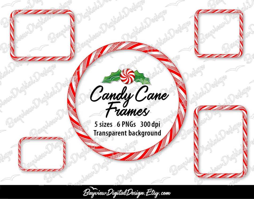 Candy Cane Christmas Photo Frames: Peppermint Holly PNG (digital ...