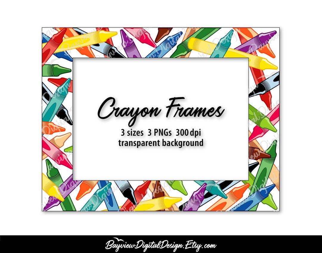 Crayon Frames Clip Art: School Border PNG (digital Download) - Etsy