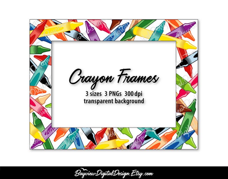 Crayon Frames Clip Art: School Border PNG (digital Download) - Etsy