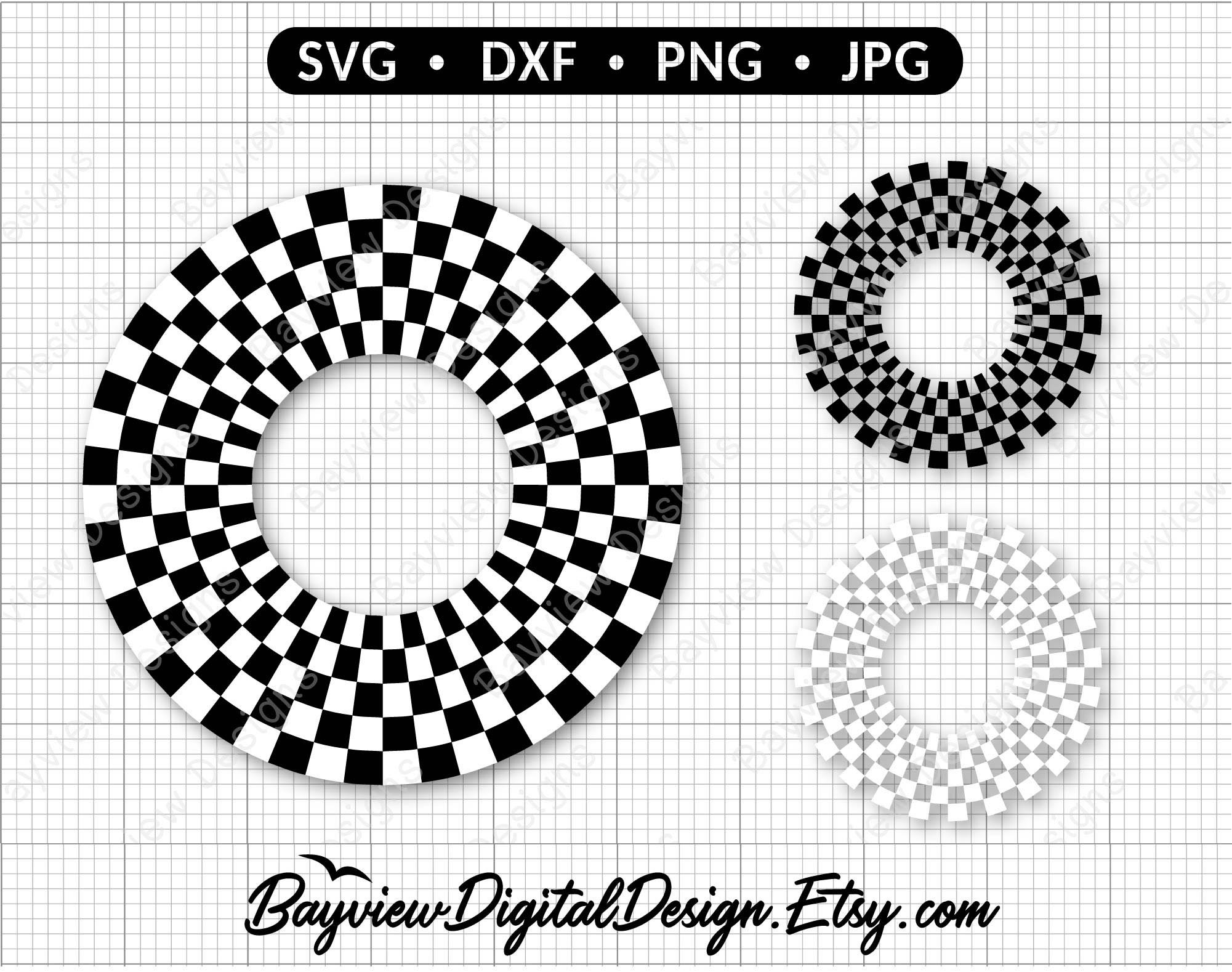 Check Racing Clip Art, Checkered Border CUT File, Check Circle Frame ...