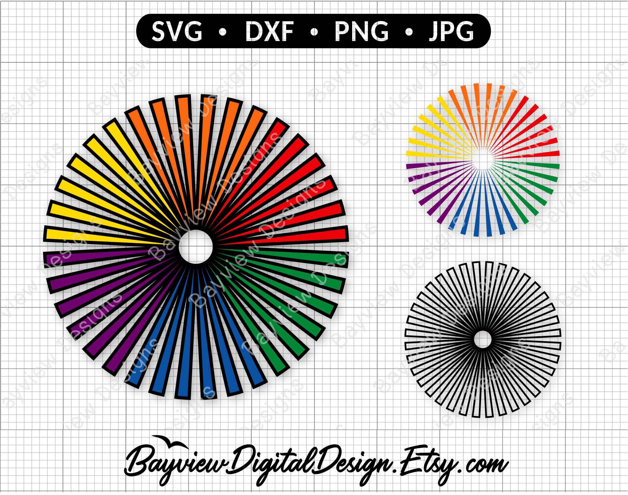 Rainbow Clipart Sun Symbol Logo Circle Rays CUT File Sun - Etsy
