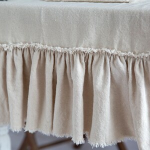Rustic Cream Cotton Table Runner: Farmhouse Ruffled Decor - Etsy