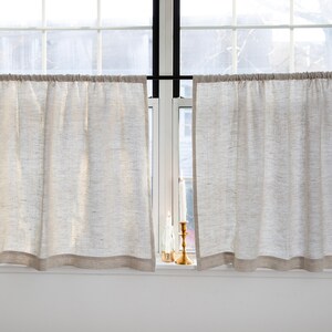 Natural MIX Linen Cafe Curtains|short Curtains|rustic Kitchen Curtains ...