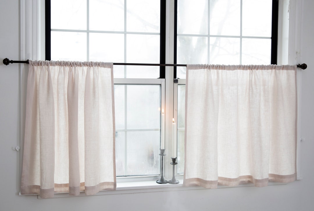 Linen Cafe Curtains|light LATTE Color|kitchen Curtains|1 Panel|neutral ...