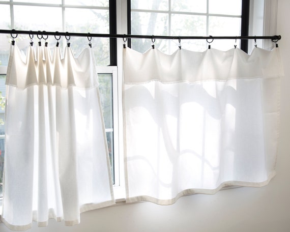 White Curtainsfarmhouse Curtains Frayed Edgedrop Cloth - Etsy