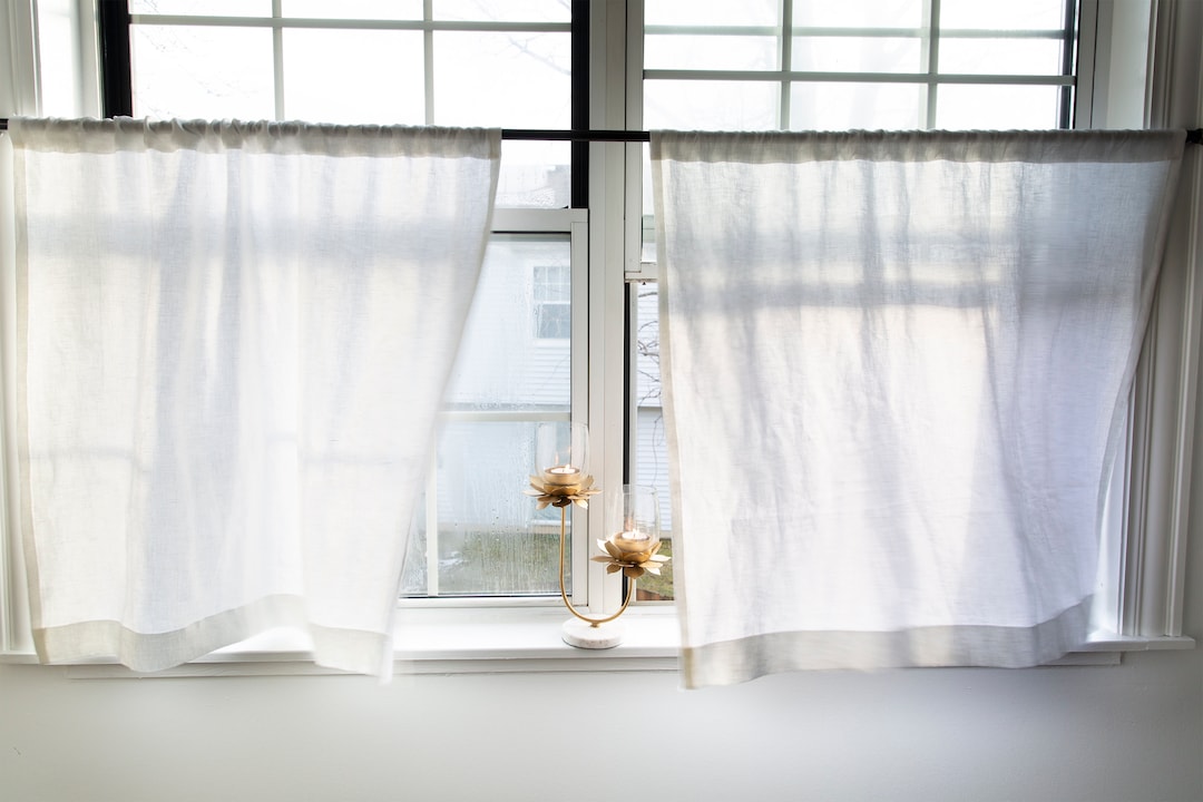 Linen Cafe Curtains| Simple White|kitchen Curtains|1 Panel - Etsy