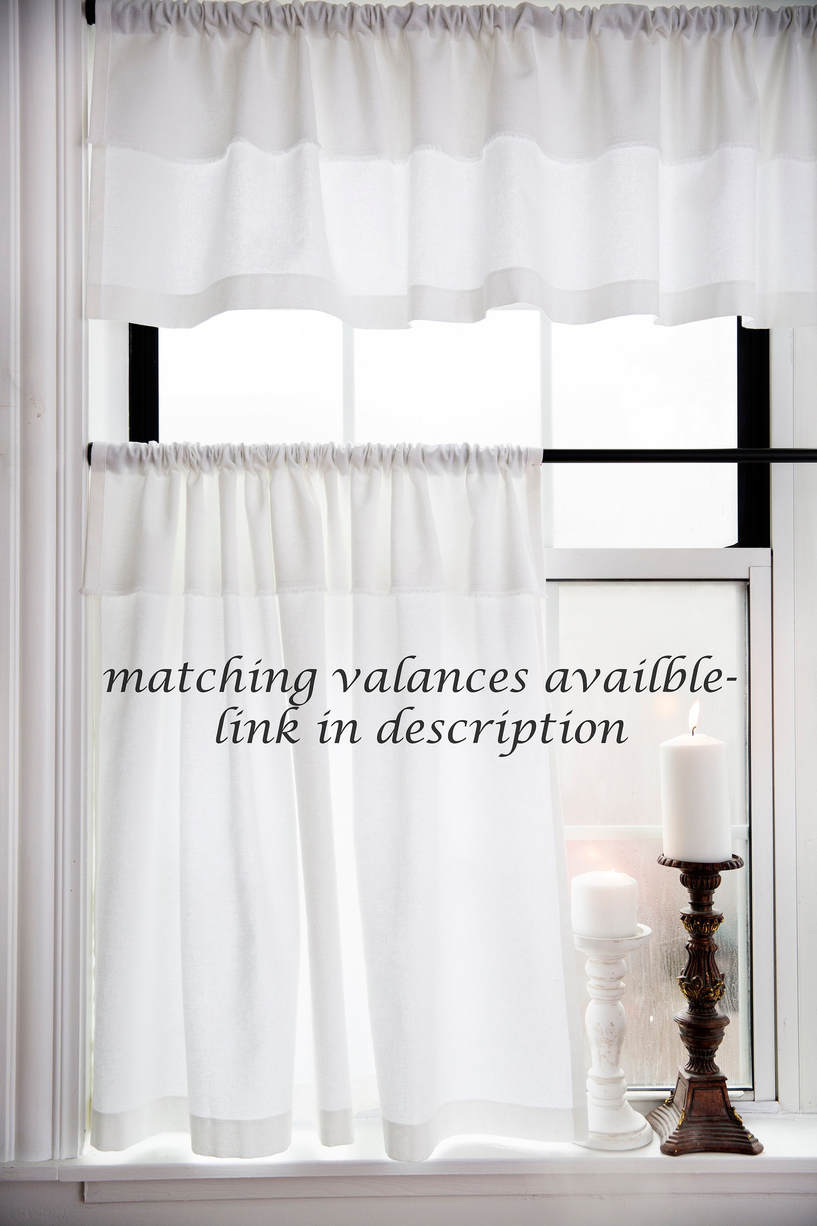 White Curtainsfarmhouse Curtains Frayed Edgedrop Cloth - Etsy