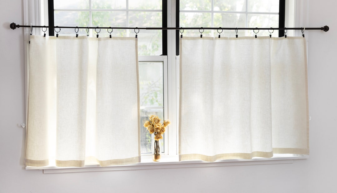 Linen Cafe Curtains LINED| ANTIQUE off White|kitchen Curtains|1 Panel ...