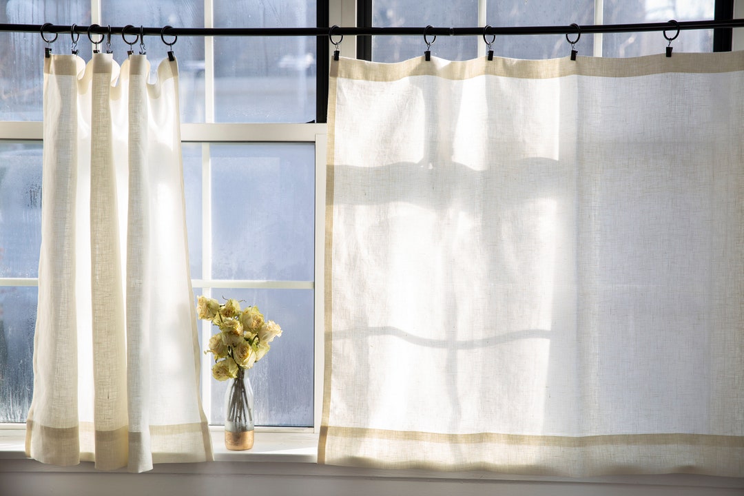 Linen Cafe Curtains Antique off Whitekitchen Curtains1 Panel - Etsy
