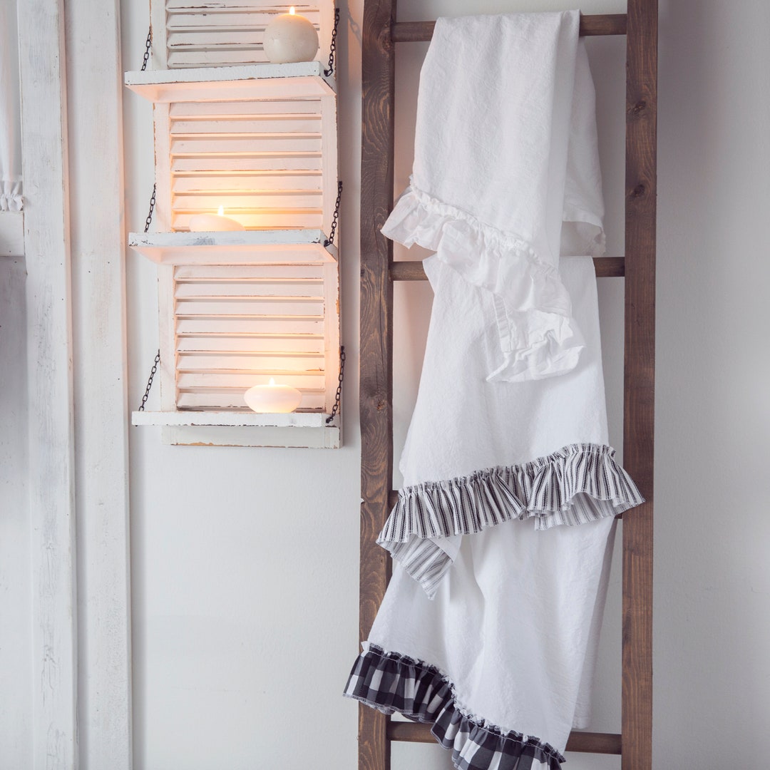 Farmhouse Flour Sack Kitchen Towel: Ruffled Country Decor - Etsy