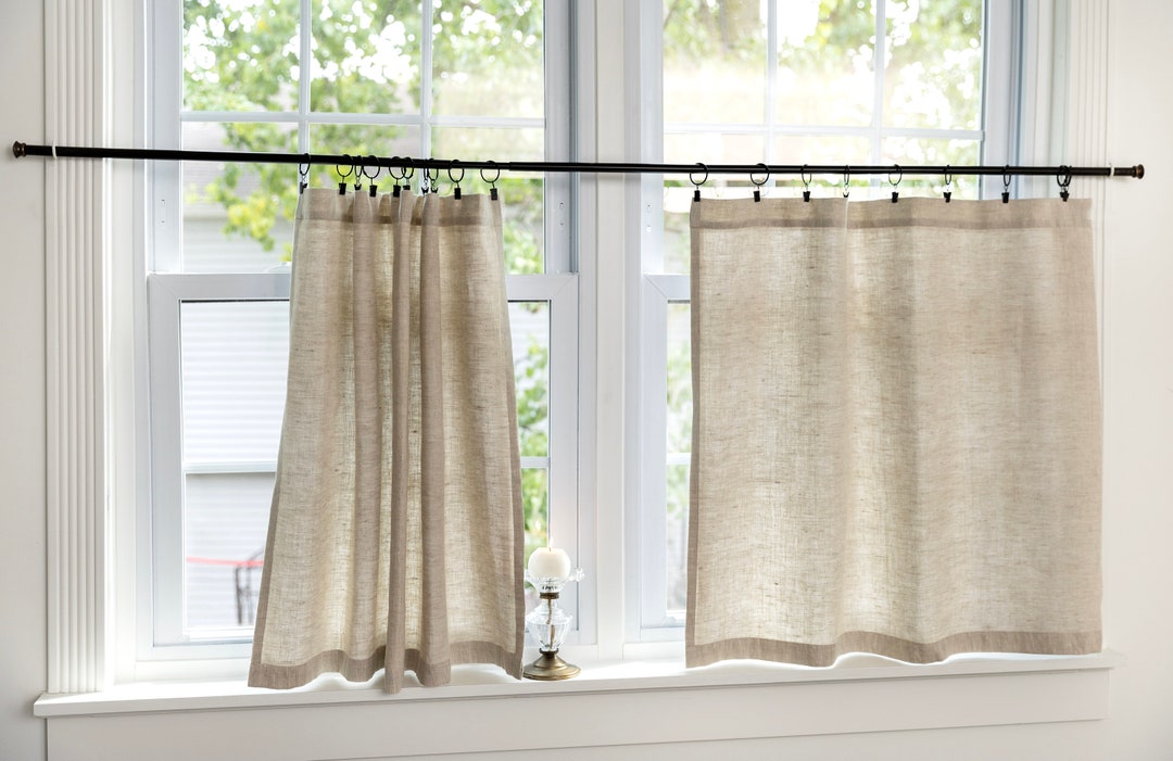 Linen Cafe Curtains LINED| NATURAL MIX Rustic|kitchen Curtains|1 Panel ...