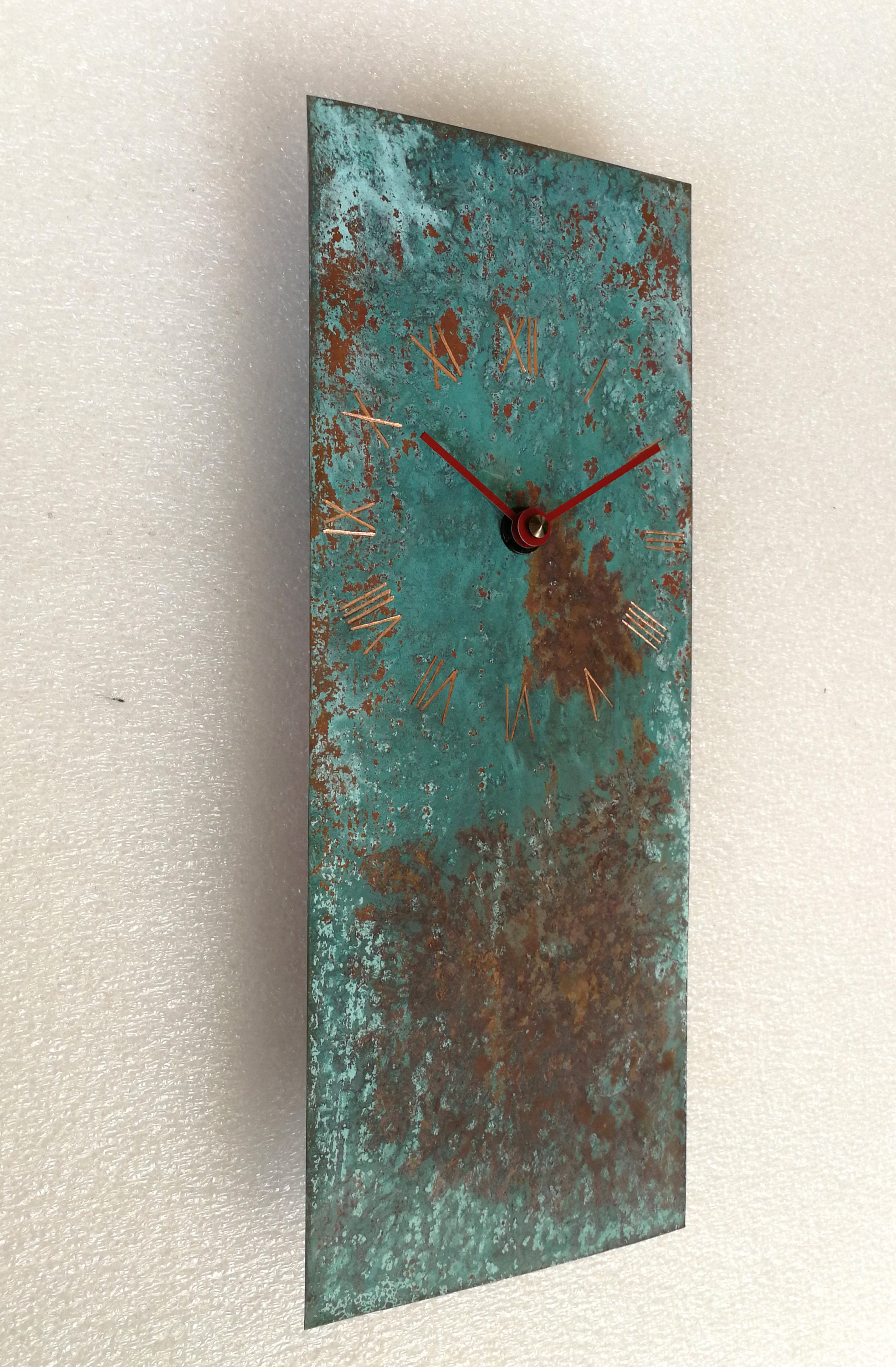 Wall Clock Small Green Patina Clock Home Decor Original - Etsy