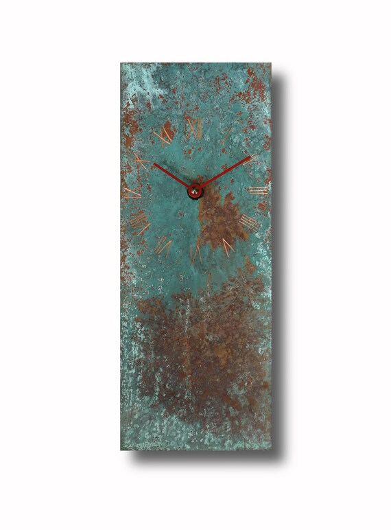 Wall Clock Small Green Patina Clock Home Decor Original - Etsy