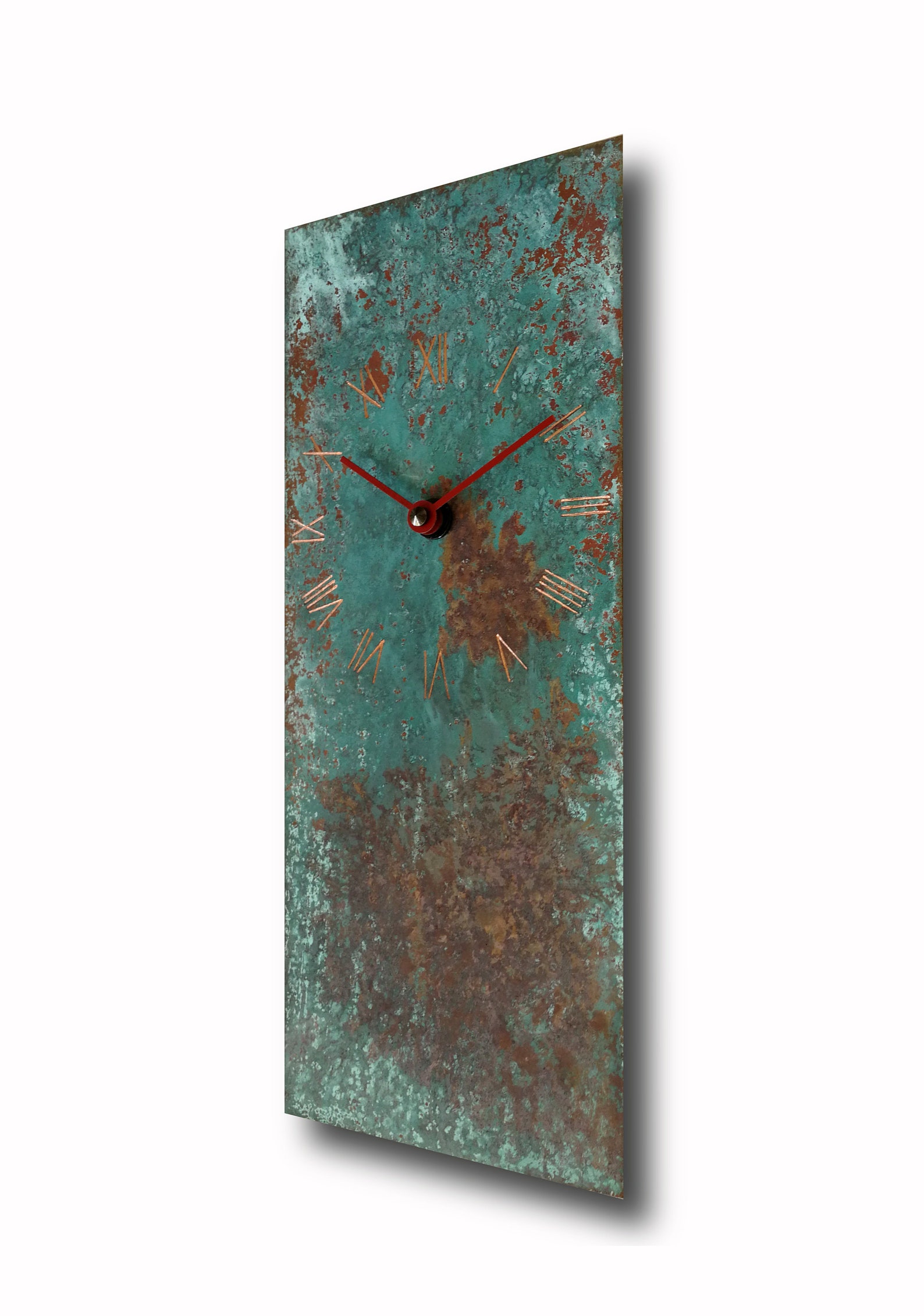 Wall Clock Small Green Patina Clock Home Decor Original - Etsy