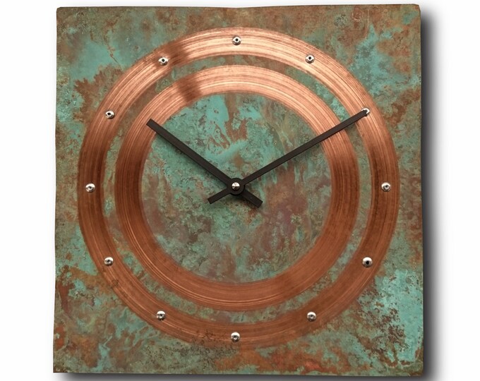 Turquoise Copper Clock, Wall Clock, Home Decor, Original Clock, Hand ...
