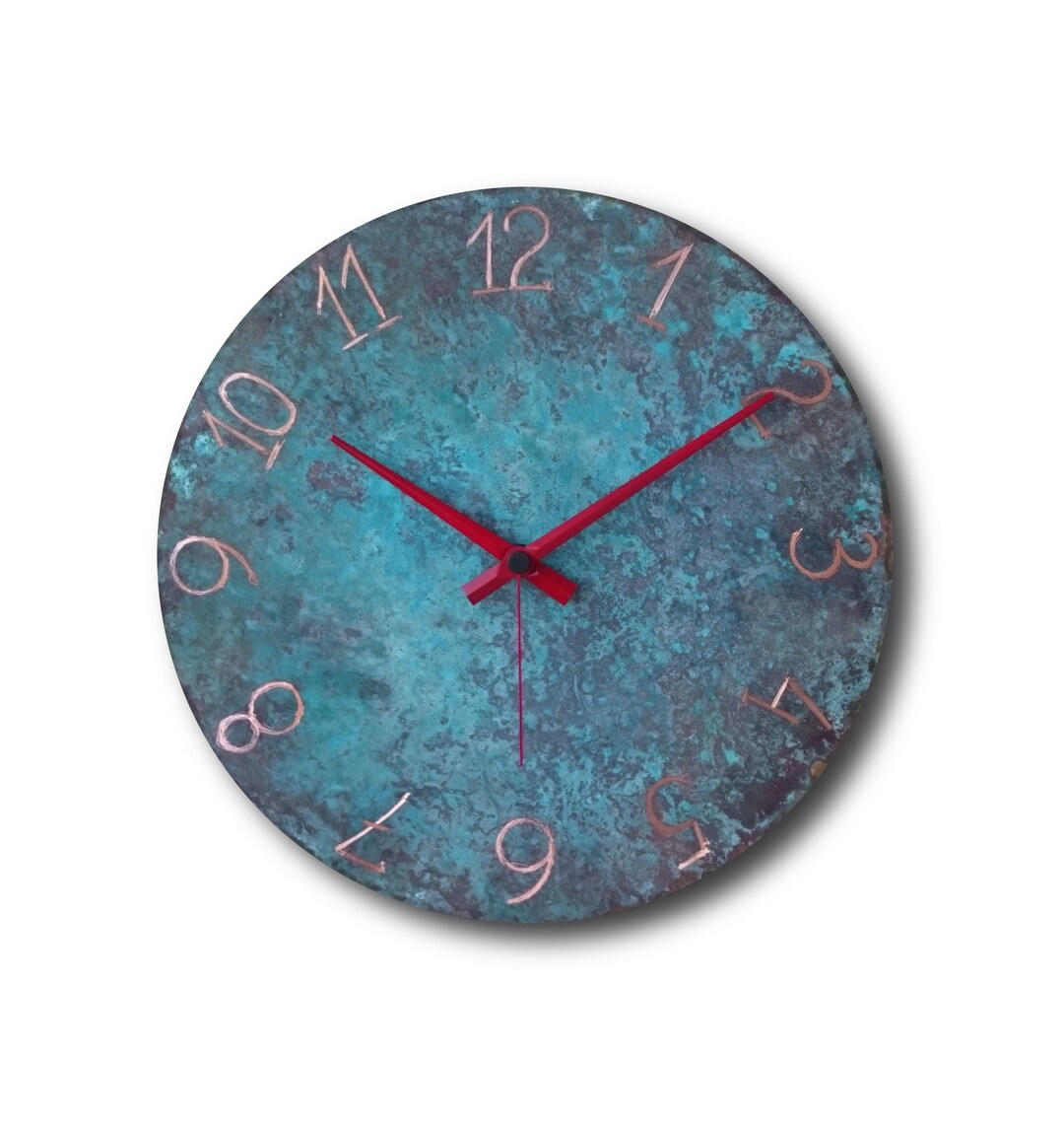 Turquoise Wall Clock, Home Decor, Original Clock, Hand Made Clock ...