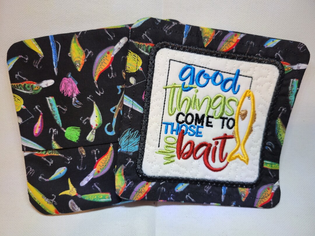 Handcrafted Embroidered Fabric Mug Rug Coasters Fishing Fish Lures - Etsy