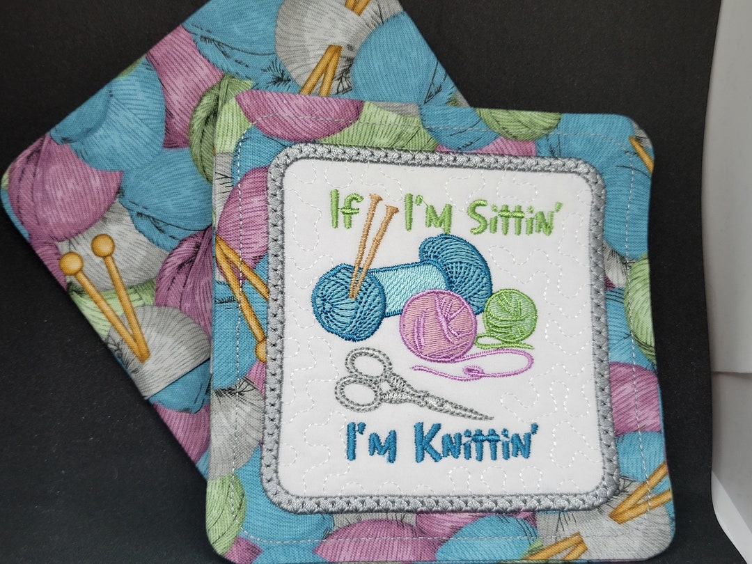 Handcrafted Embroidered Fabric Mug Rug Coasters Sew Knitting Crochet - Etsy