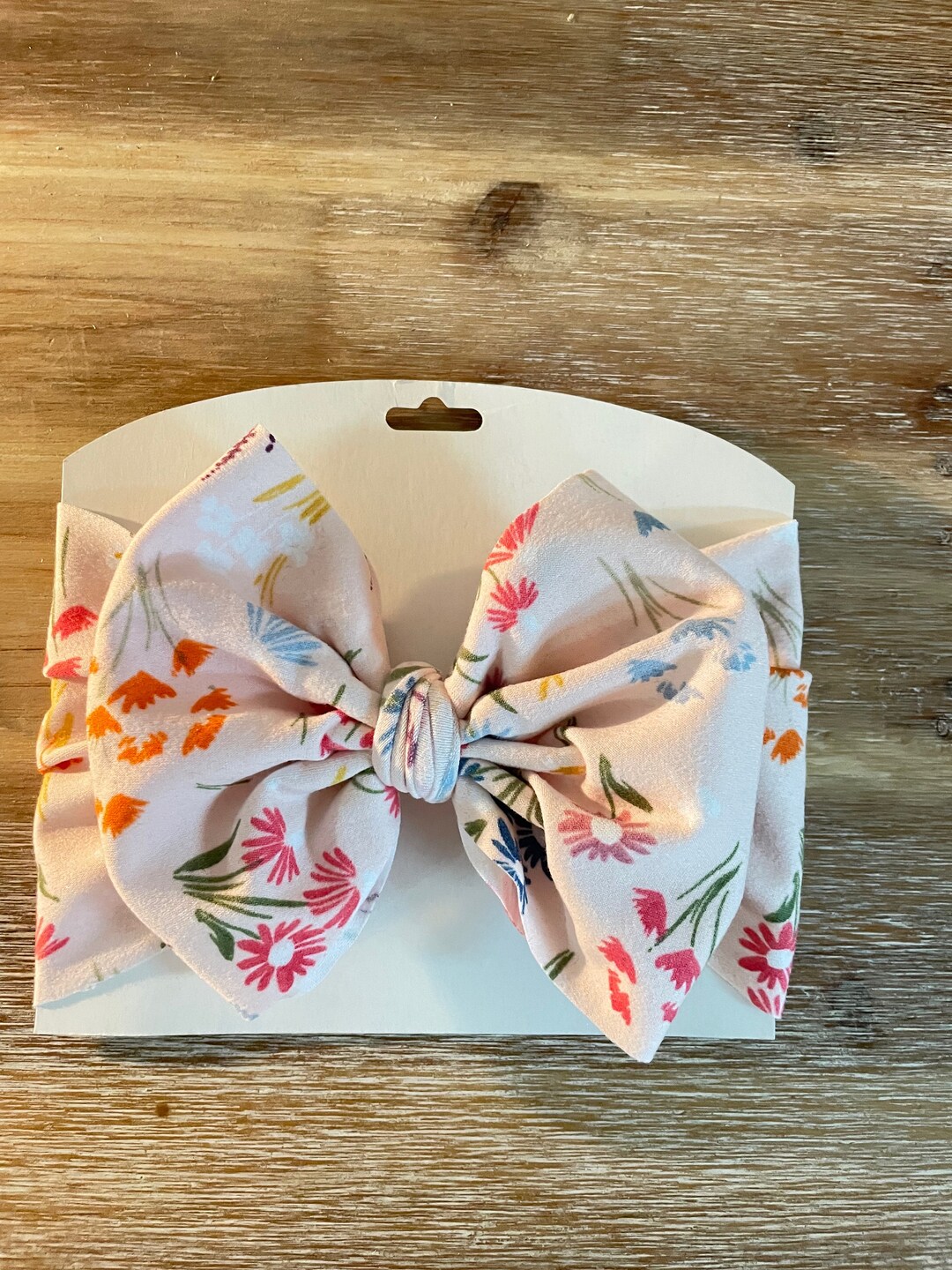 Pink Floral Head Wrap, Knit Head Wrap, Big Bow Head Wrap, Big Hair Bow ...