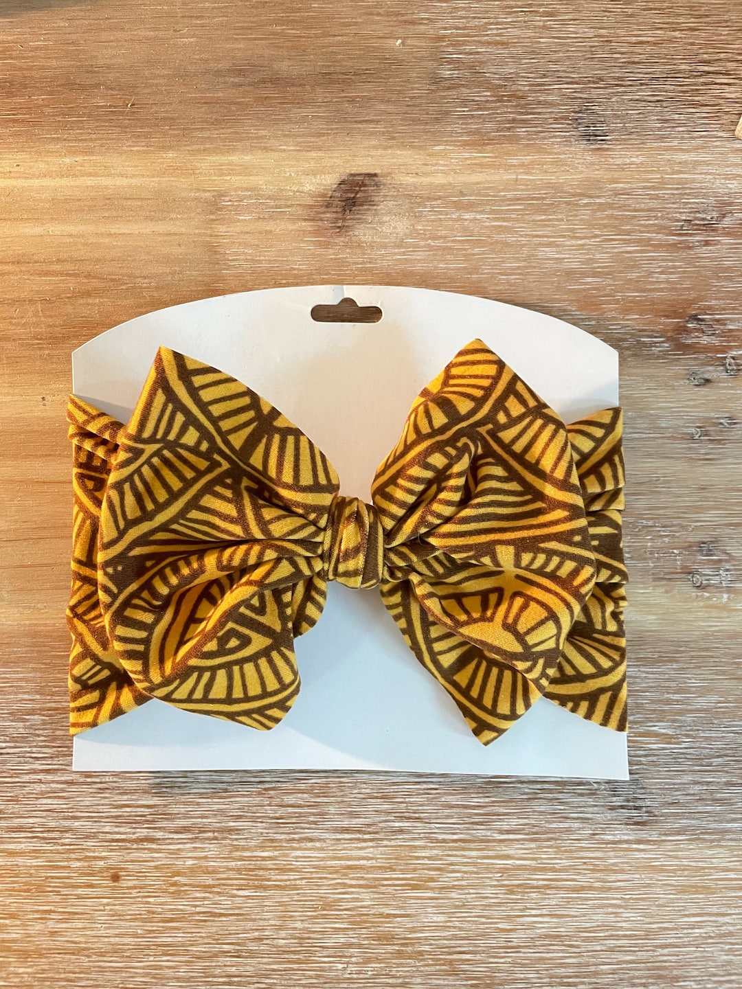 African Pattern Head Wrap, Gold Head Wrap, Infant Head Wrap, Big Bow ...
