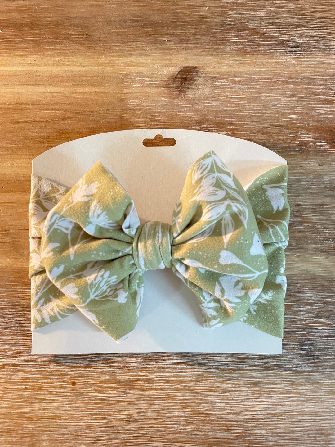 Sage Green Head Wrap, Floral Head Wrap, Knit Head Wrap, Big Bow Head ...
