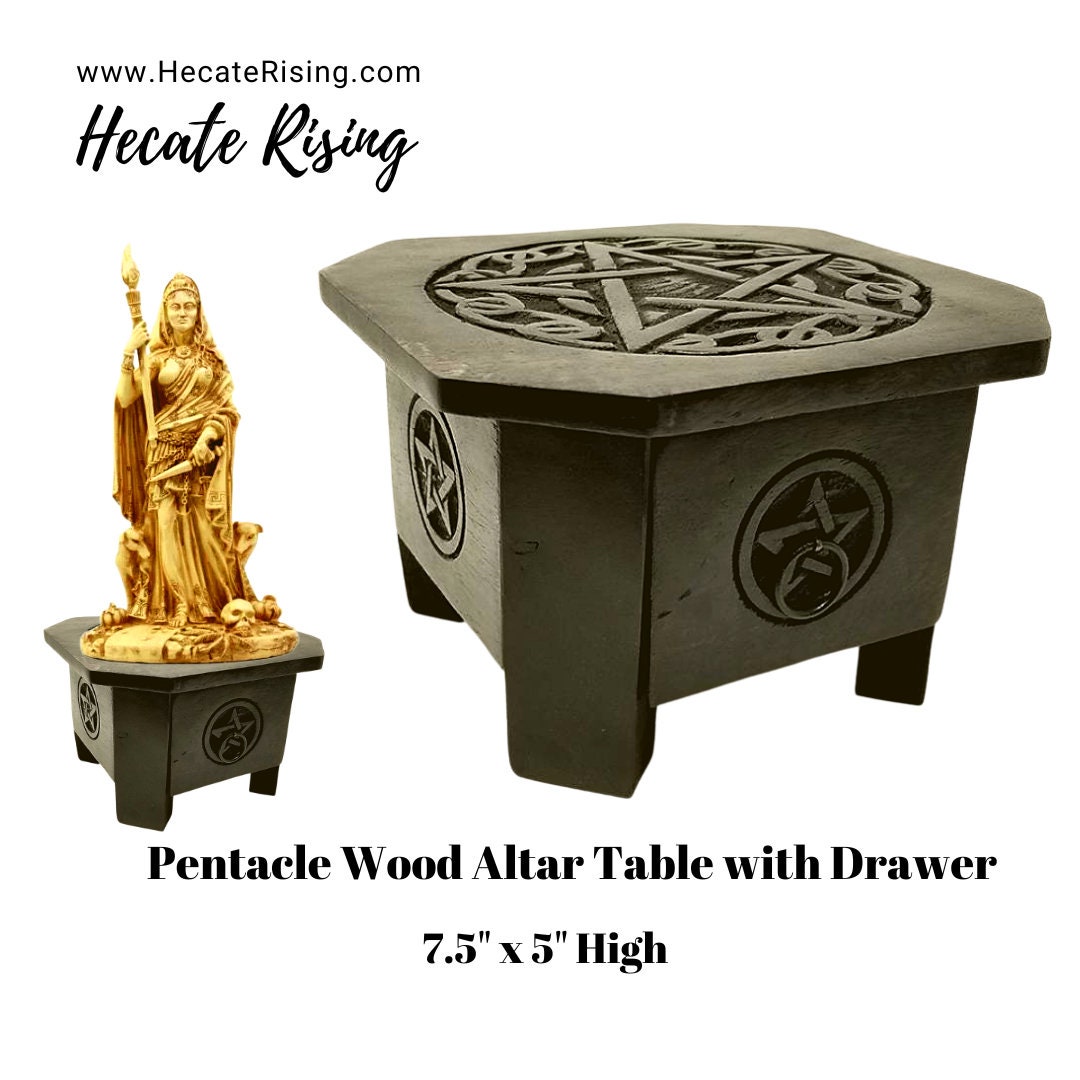 Pentacle Wood Altar Table With Drawer - 7.5" X 5" High - Etsy