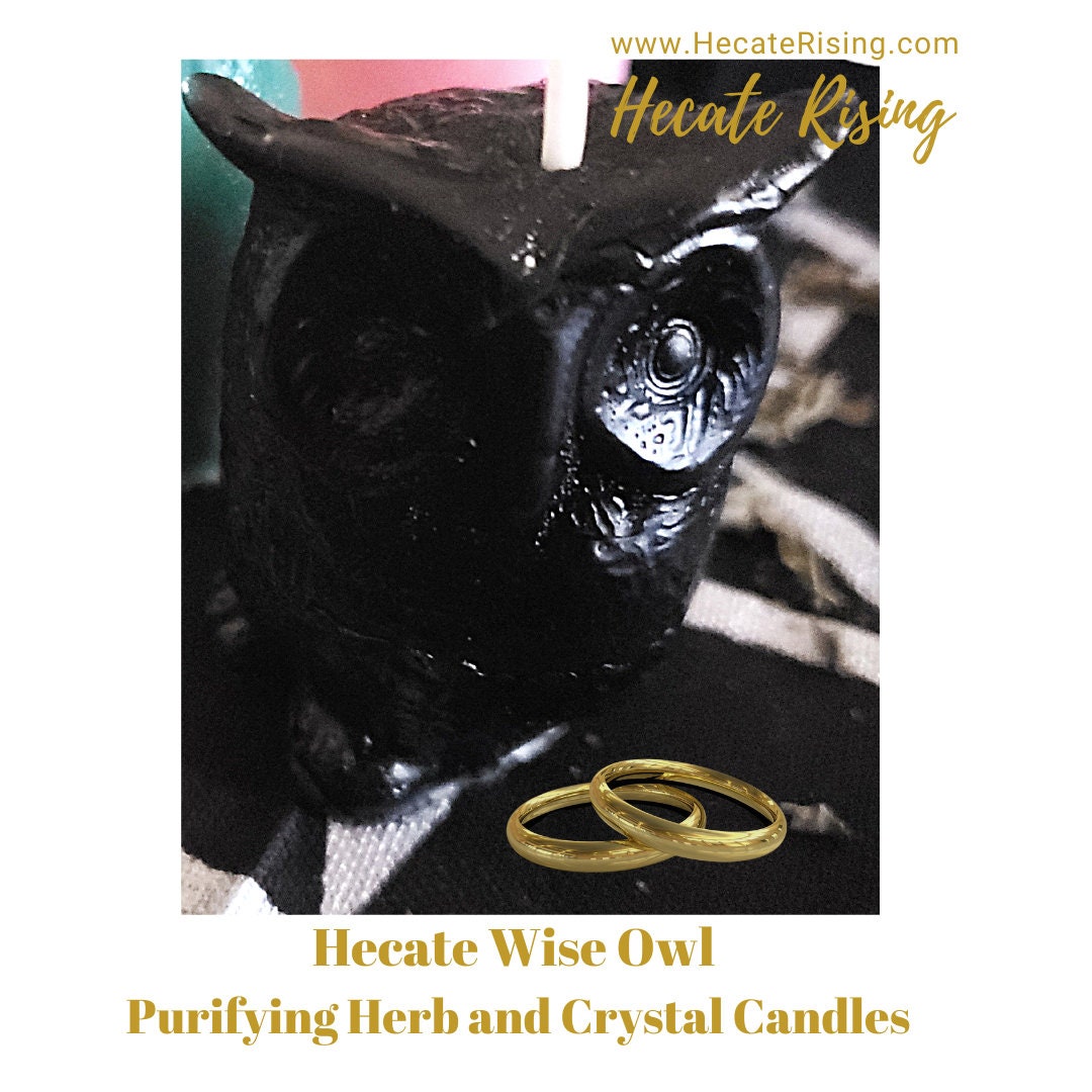 Hecate Wise Owl Purifying Herb and Crystal Candles - Etsy