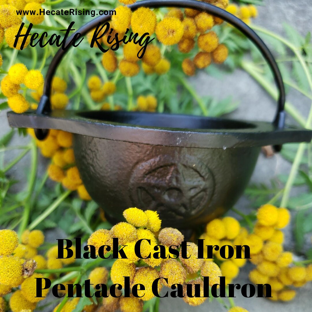 Black Cast Iron Pentacle Cauldron small Size - Etsy