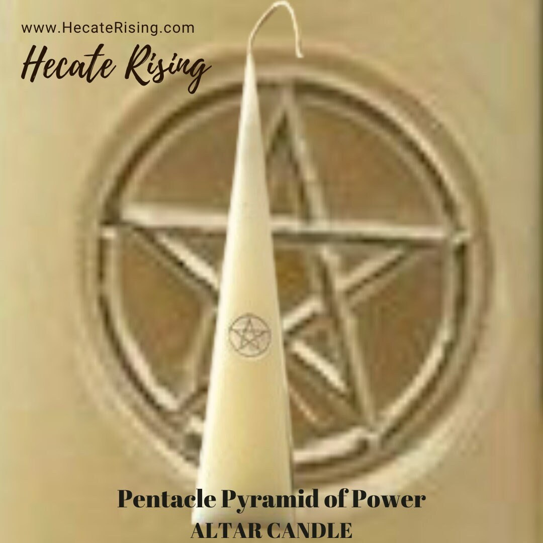 Pentacle Pyramid of Power Altar Candle White Silver Pentacle Pyramid of ...