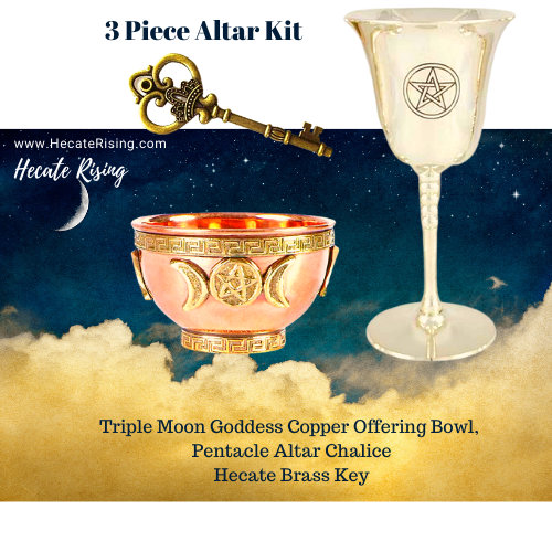 3 Piece Altar Kit Silver Chalice Copper Bowl Brass Key - Etsy