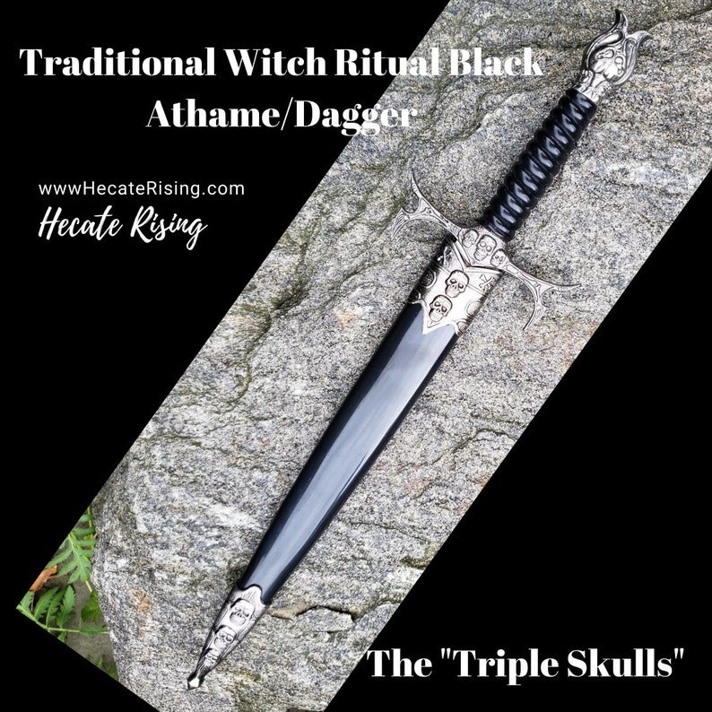 Traditional Witch Ritual Black Athame / Dagger | Etsy