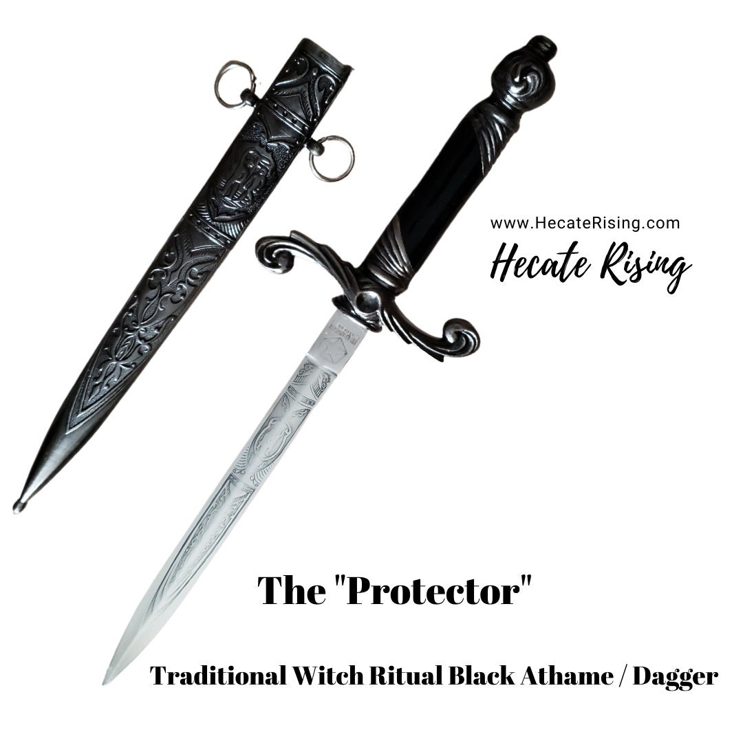 Traditional Witch Ritual Black Athame / Dagger - Etsy