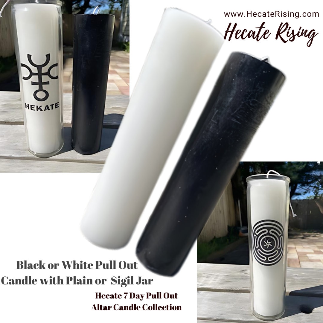Black or White Handmade Pull Out Candles With Sigil Glass Jar or Plain ...