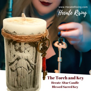 The Torch and Key Hecate Altar Candle - Blessed Sacred Key - Etsy